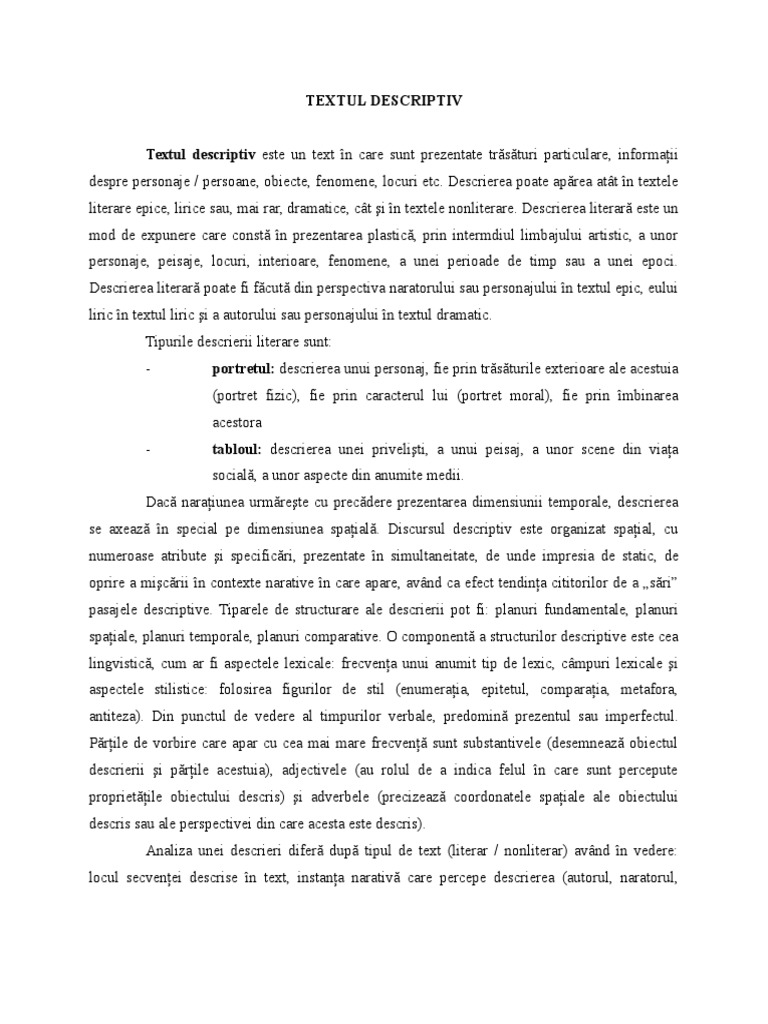 Textul Descriptiv | PDF