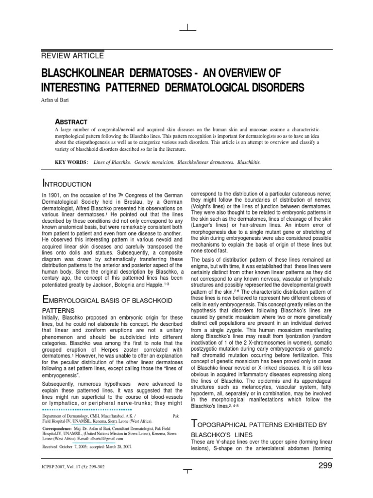 Blaschkolinear Dermatoses - An Overview of Interesting Patterned ...