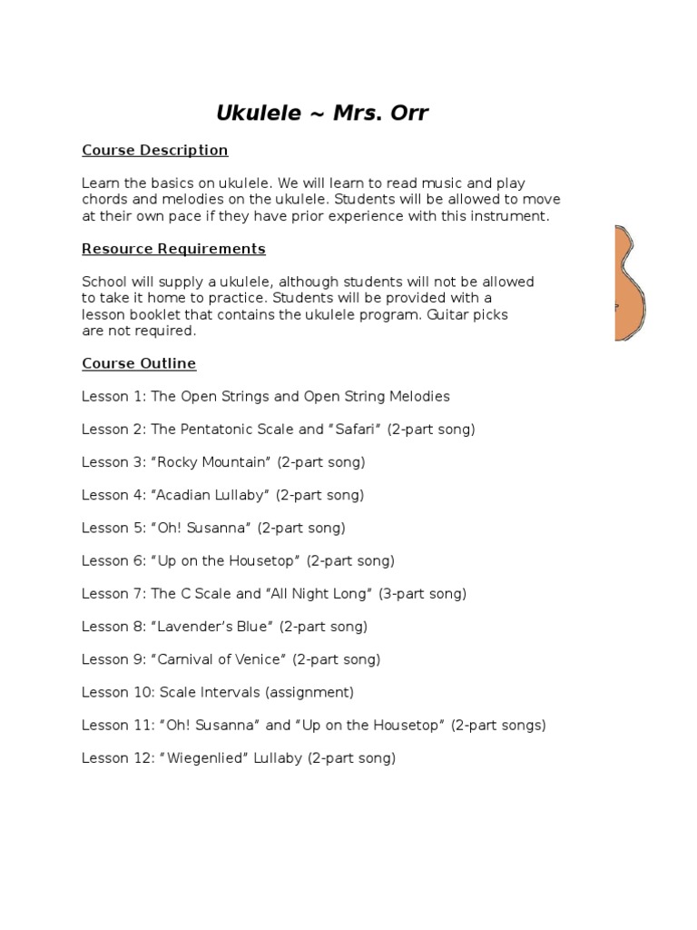 Ukulele Syllabus | PDF | Rhythm | Chord (Music)