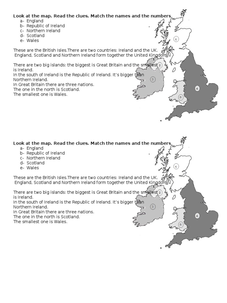 Uk and Ireland Comparatives Map Handout | PDF