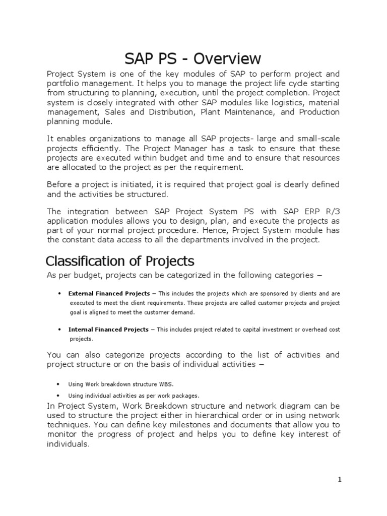 SAP PS - Overview | PDF | Computing | Business