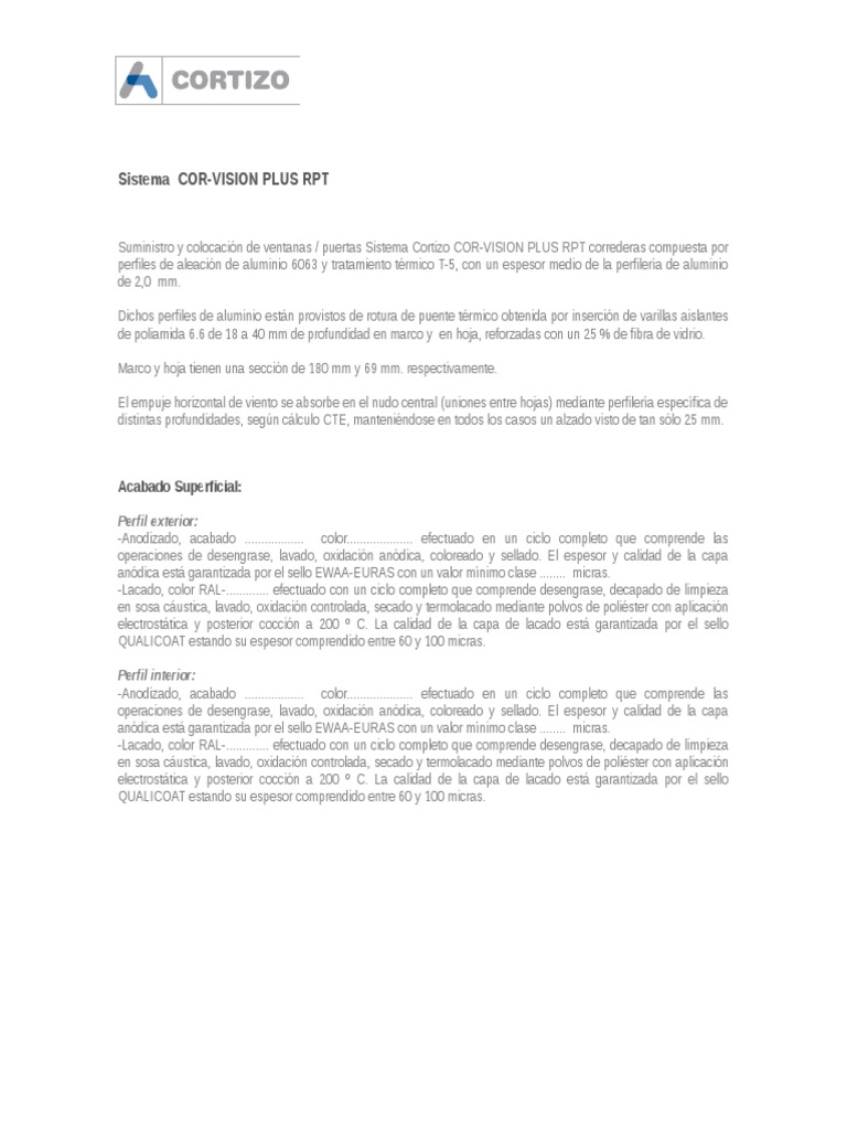 Cor Vision Plus Corredera RPT | PDF