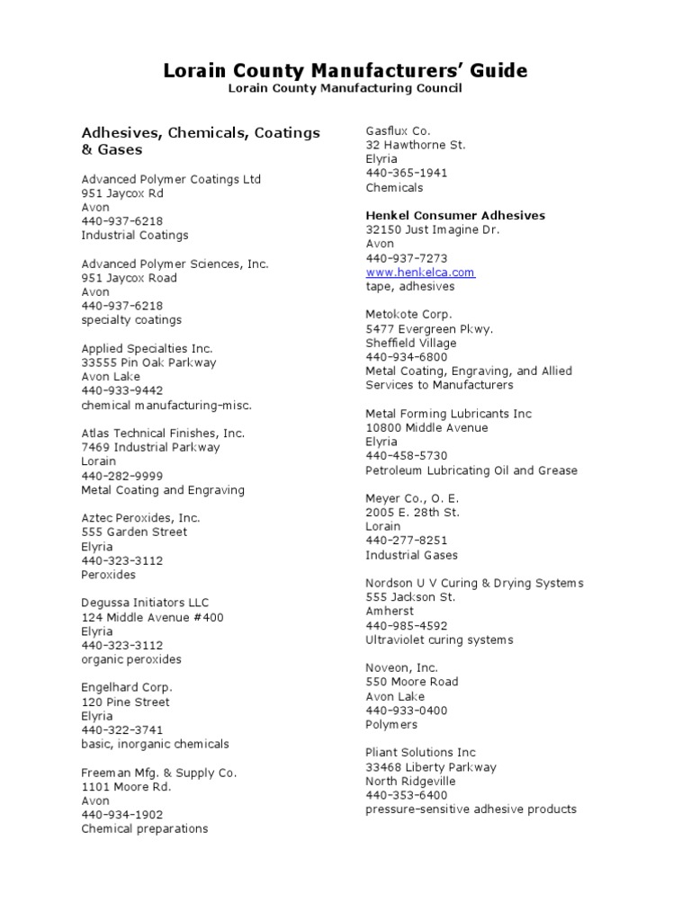 Lorain County Manufacturers Directory | PDF