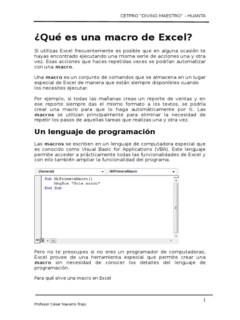 Manual Macros | PDF | Macro (informática) | Microsoft Excel