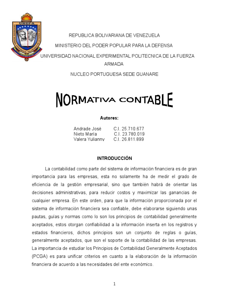 Normativa Contable Yulianny Valera | PDF