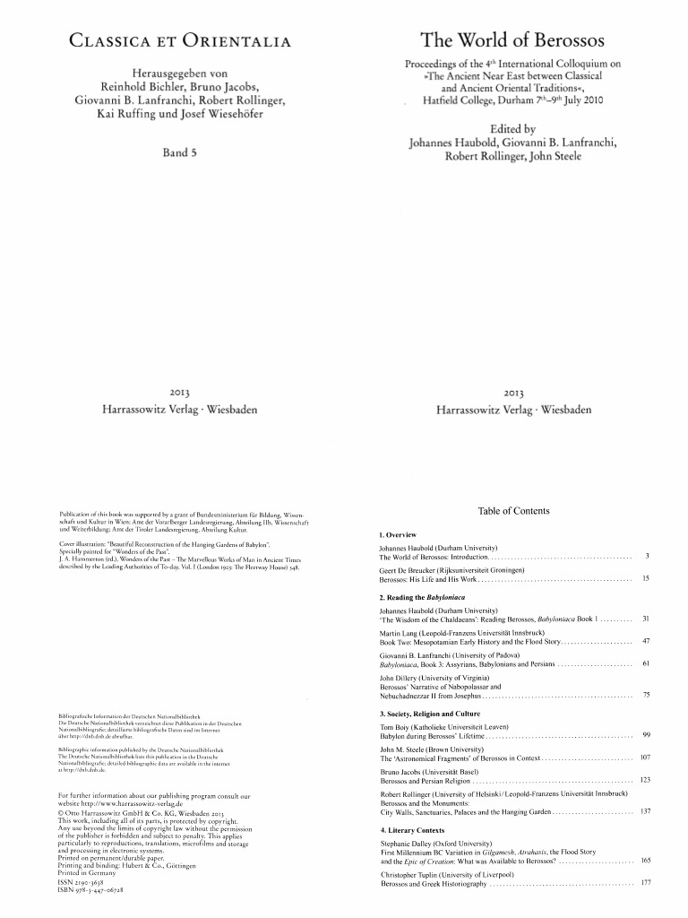 The World of Berossos | PDF | Babylon | Babylonia