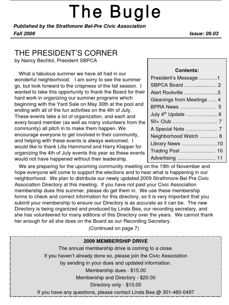 The Bugle: The President'S Corner | PDF | Lawsuit | Business