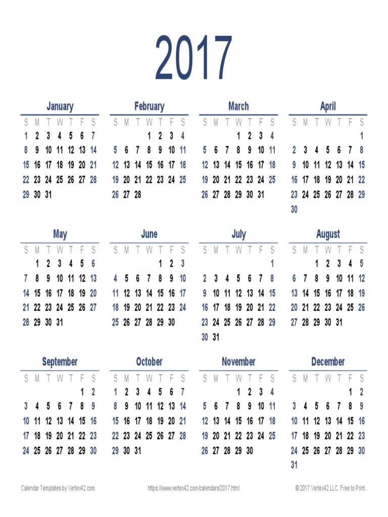 2017 Calendar | PDF
