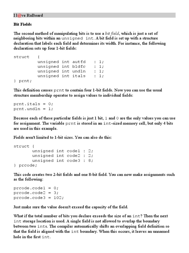 Bit Field | Download Free PDF | Integer (Computer Science) | Bit