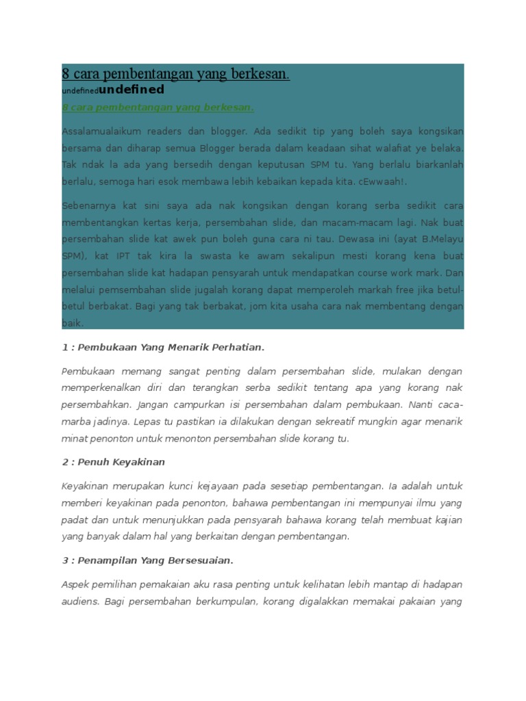 8 Cara Pembentangan Yang Berkesan | PDF