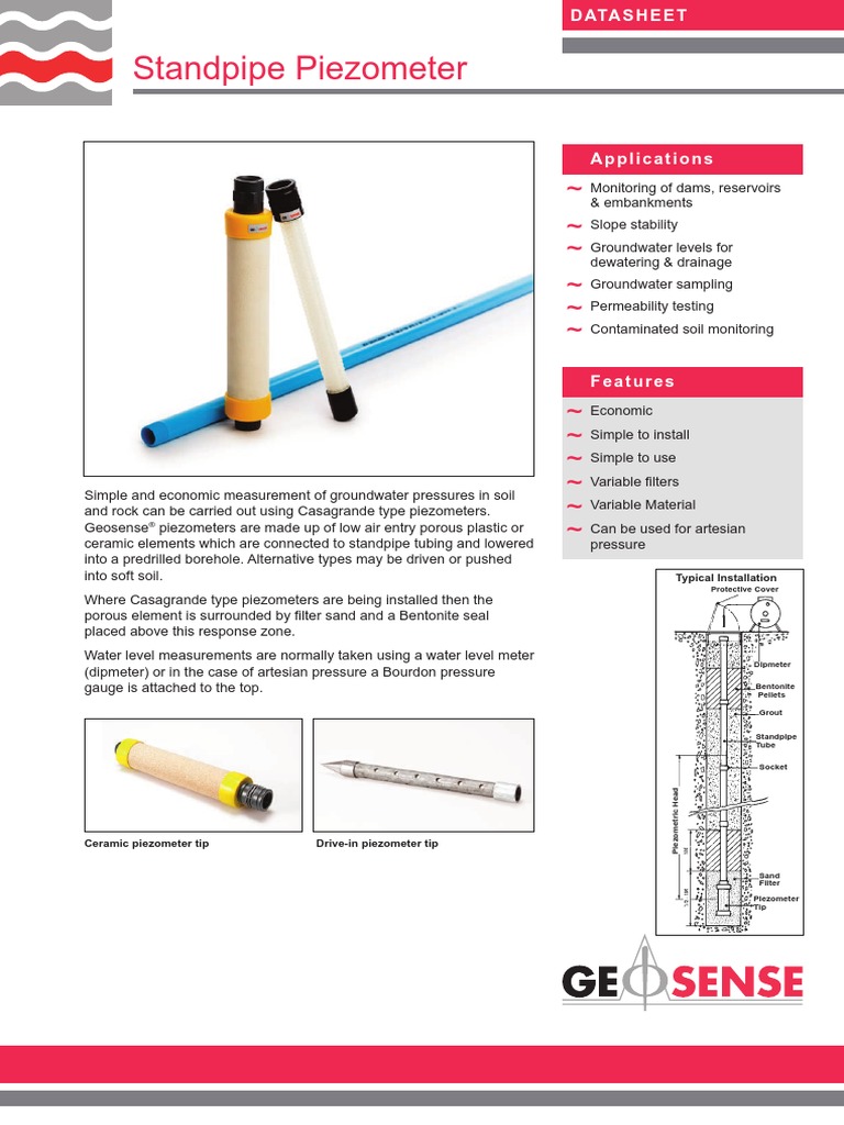 Standpipe Piezometer: Typical Installation | Download Free PDF | Porosity | Permeability (Earth ...