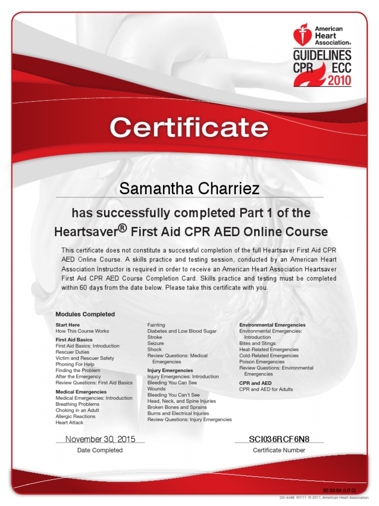 Heartsaver First Aid CPR Aed Part 1 | PDF | First Aid | Cardiopulmonary ...