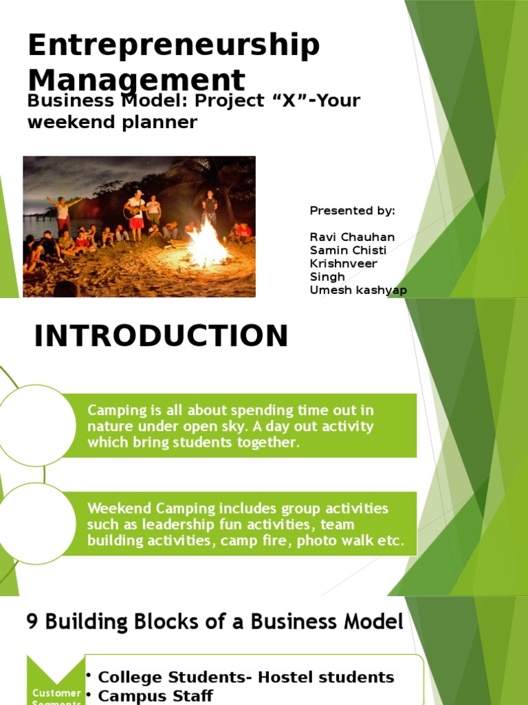 Entrepreneurship Management: Business Model: Project "X" Your Weekend ...