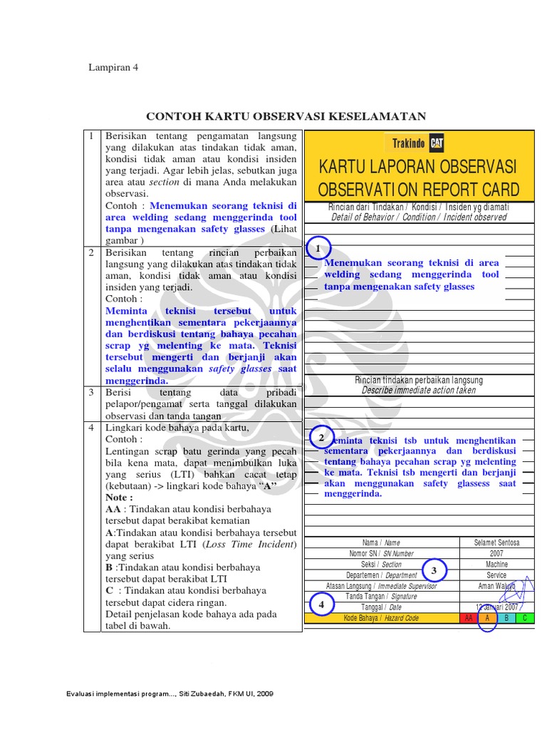 Contoh Observation Card | PDF