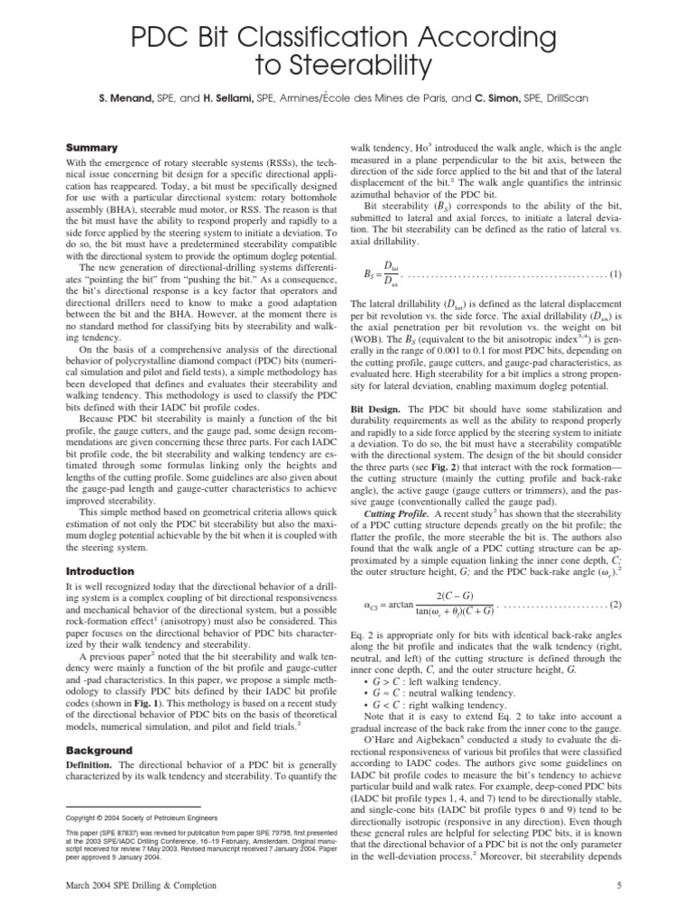 PDC Bit Classification According To Steerability | PDF | Drilling ...