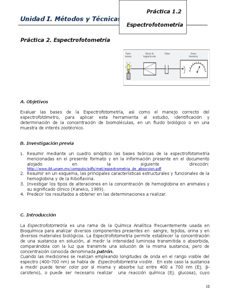 P 2 Espectrofotometría 2015 Pdf Espectrofotometria Ligero