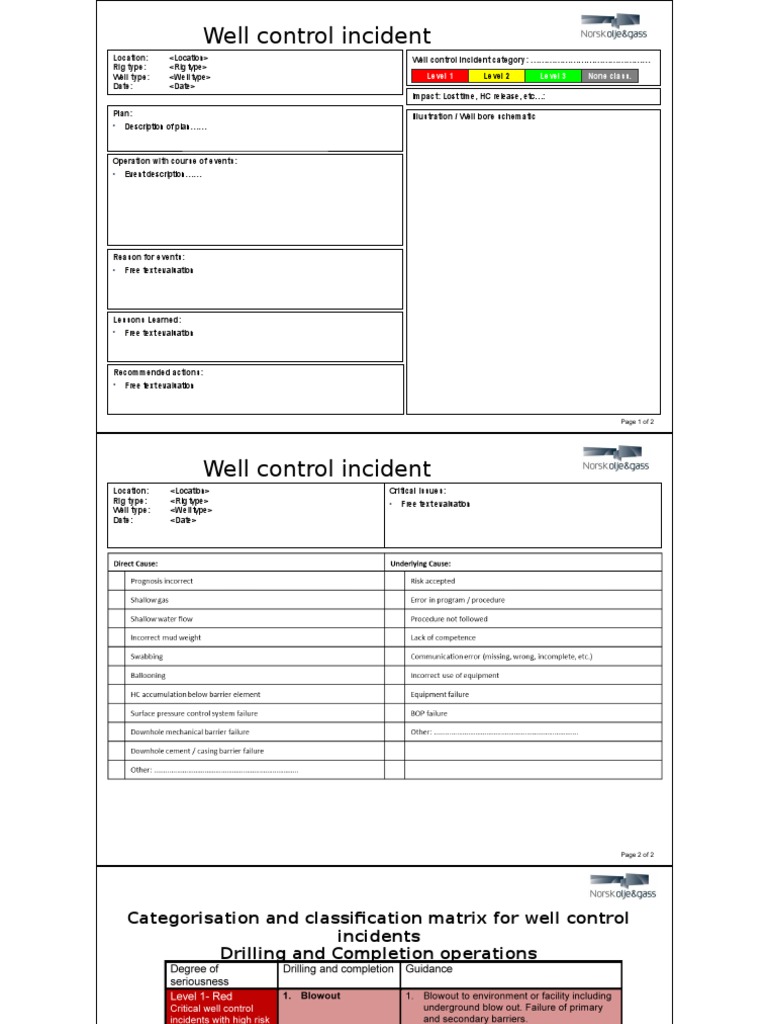 Well Control Incident Report Form | PDF