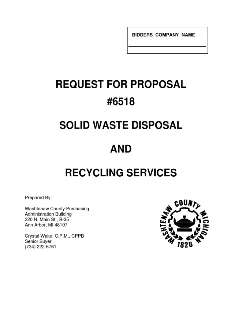 RFP 6518 Solid Waste - Recycling Services - 2010 | PDF | Employment ...