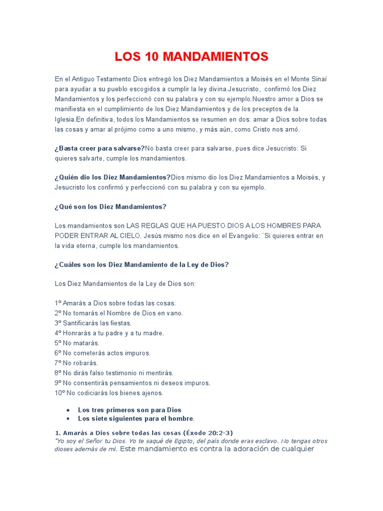 Los 10 Mandamientos | PDF | Diez Mandamientos | Jesús