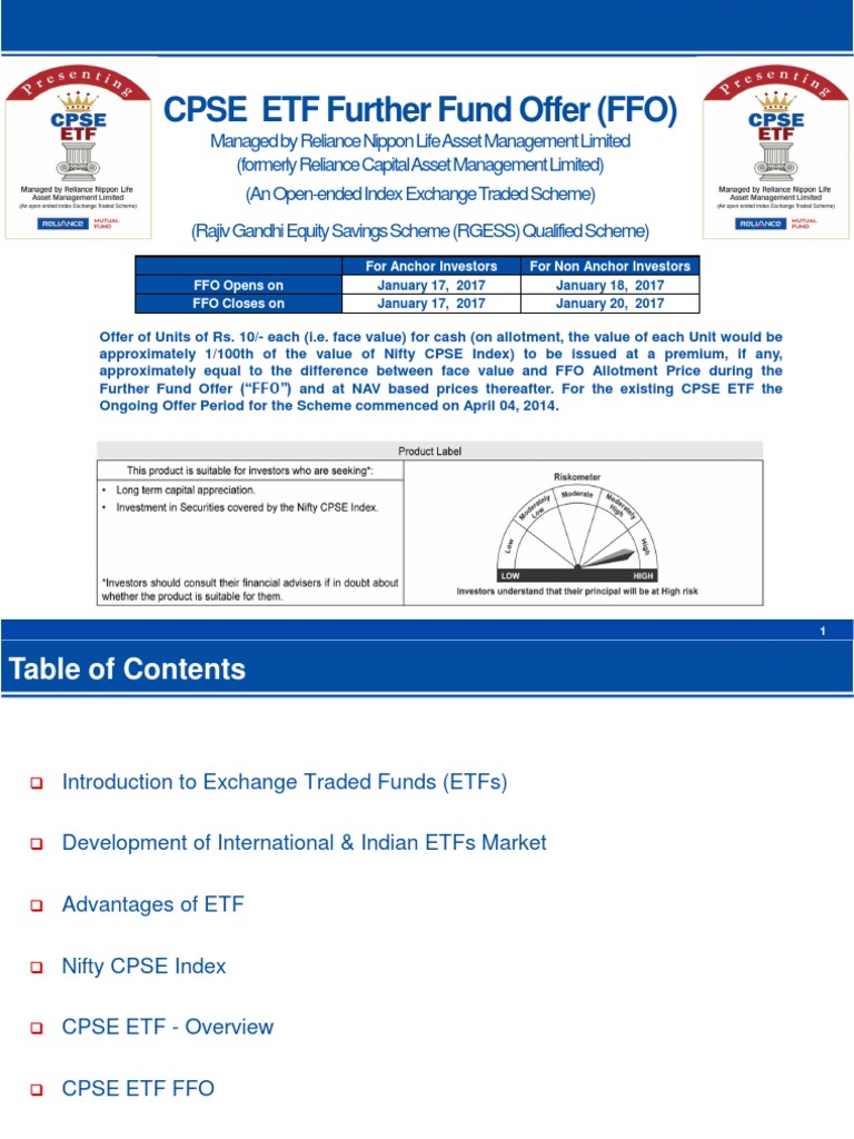 CPSE ETF - FFO Presentation | PDF | Exchange Traded Fund | Stock Market Index