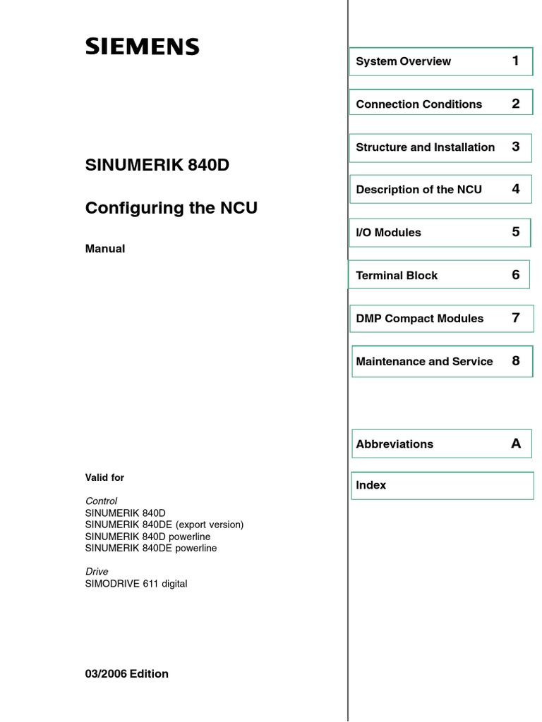 Sinumerik 840D Configuring The NCU: System Overview | PDF ...