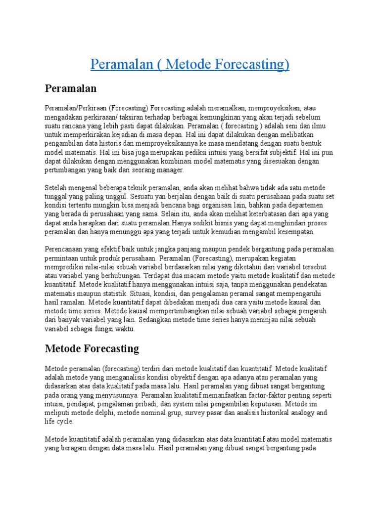 Peramalan (Metode Forecasting) | PDF