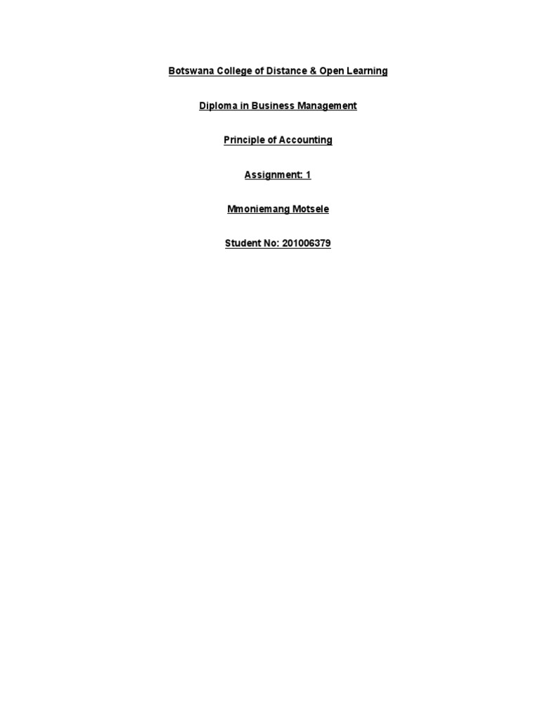 Accounting Principles Assignment | PDF | Debits And Credits | Bookkeeping