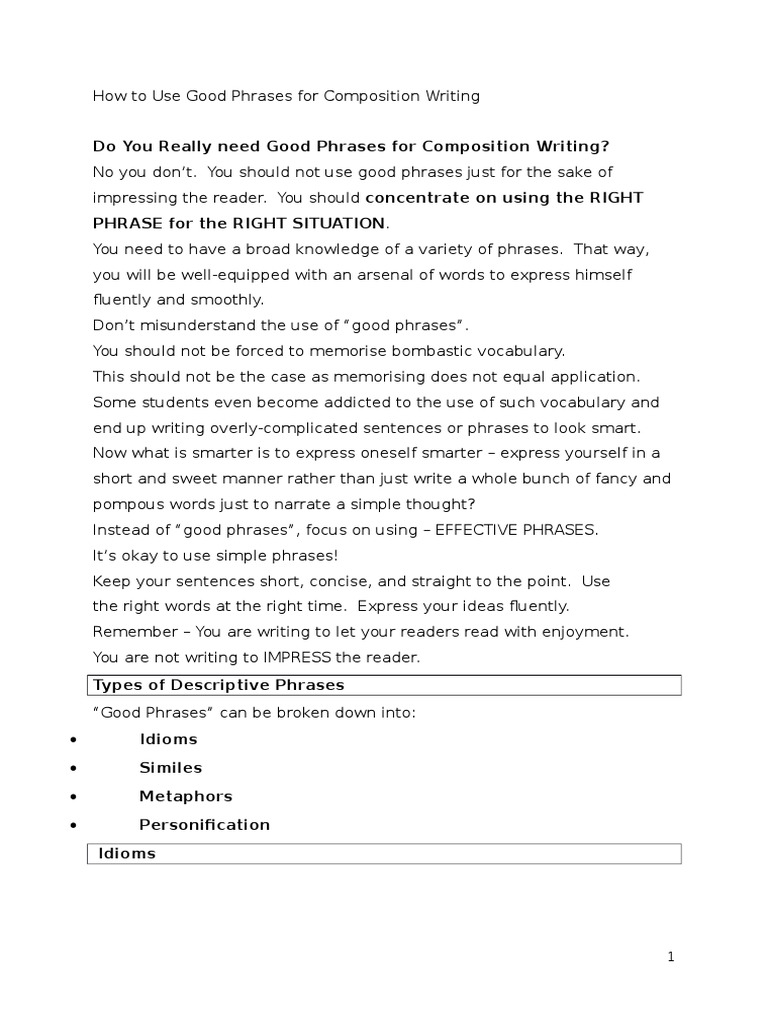 How to Use Good Phrases for Composition Writing | Phrase | Idiom