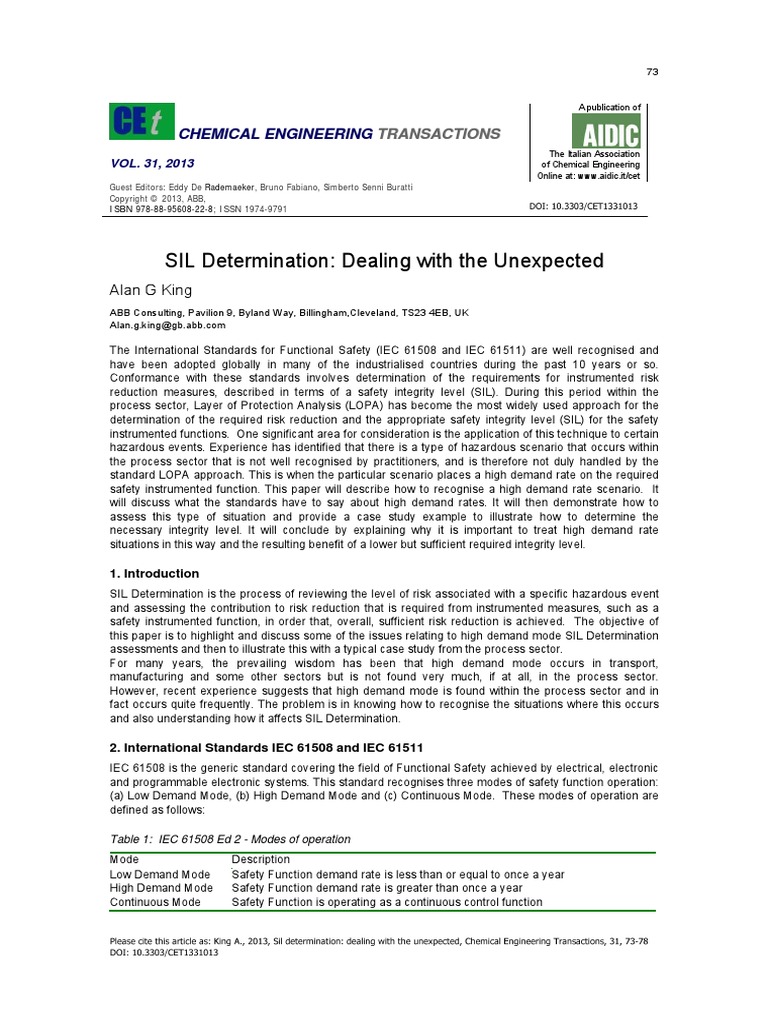 SIL Determination-Mode of Operation PDF | PDF | Prevention | Safety