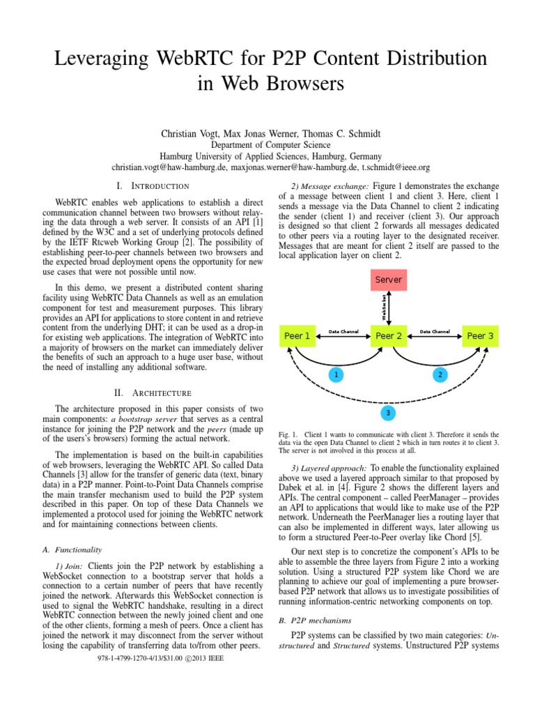 Leveraging Webrtc For P2P Content Distribution in Web Browsers | PDF | Peer To Peer | Web Server