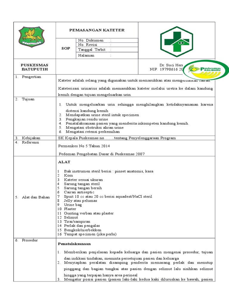 SOP Pemasangan Kateter | PDF