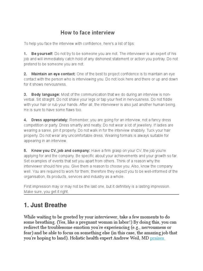 How To Face Interview | PDF | Question | Interview