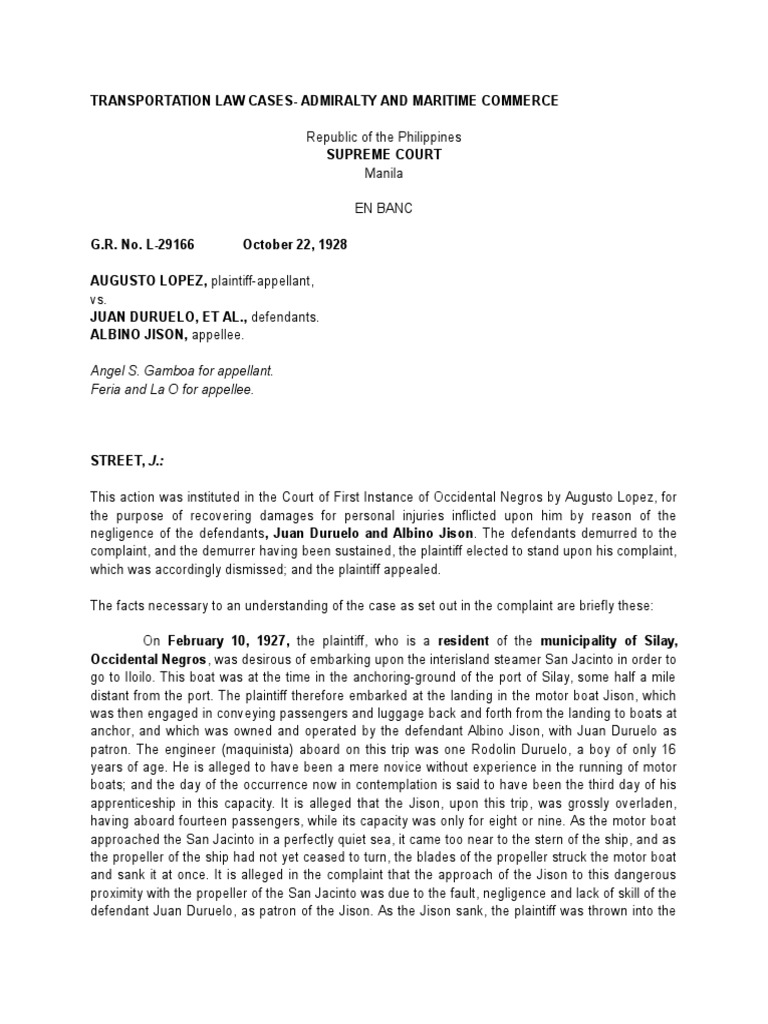 Transportation Law Cases | PDF