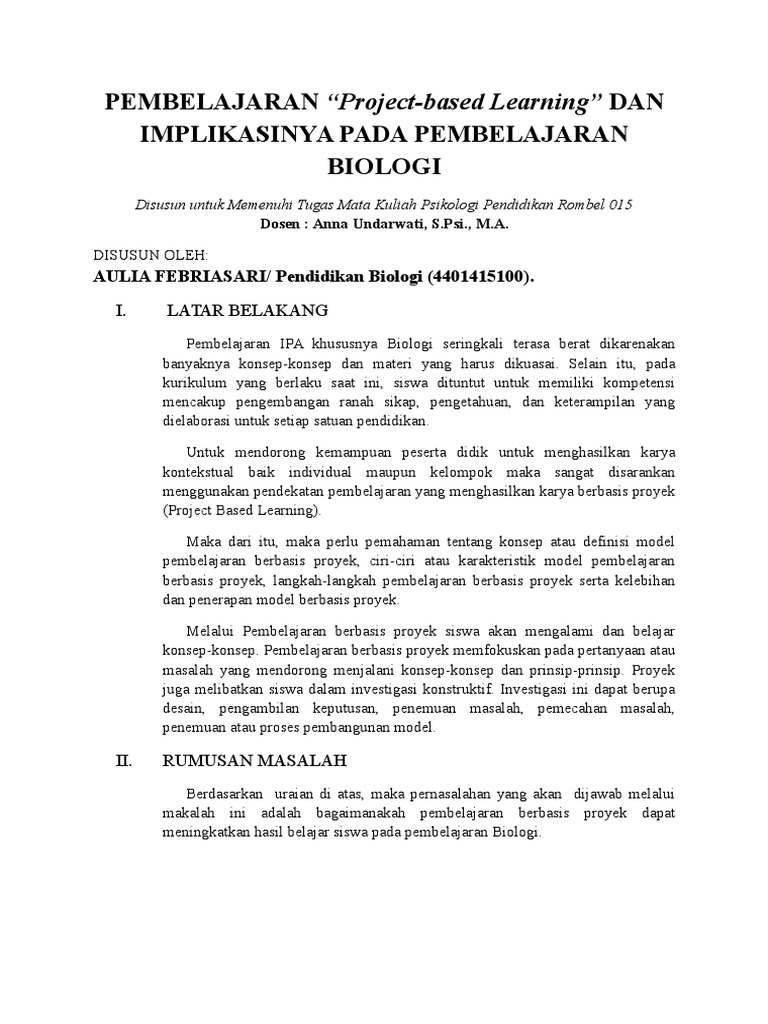 Kelebihan Dan Kekurangan Model Pembelajaran Project Based Learning ...