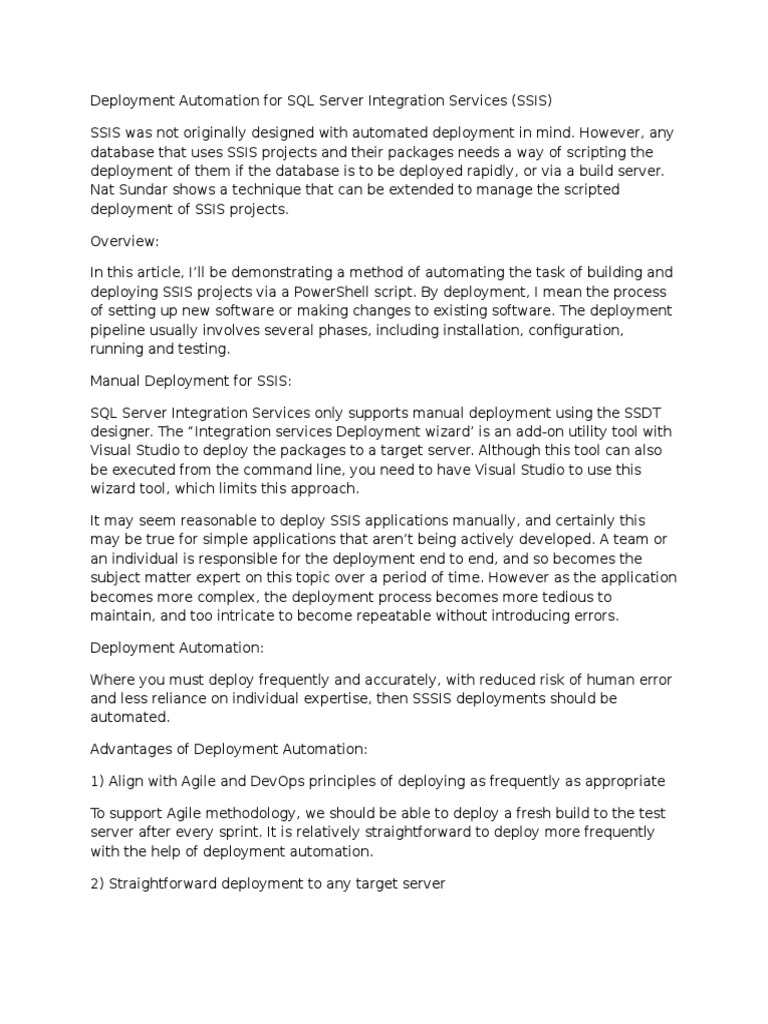 Deployment Automation For SQL Server Integration Services | PDF ...