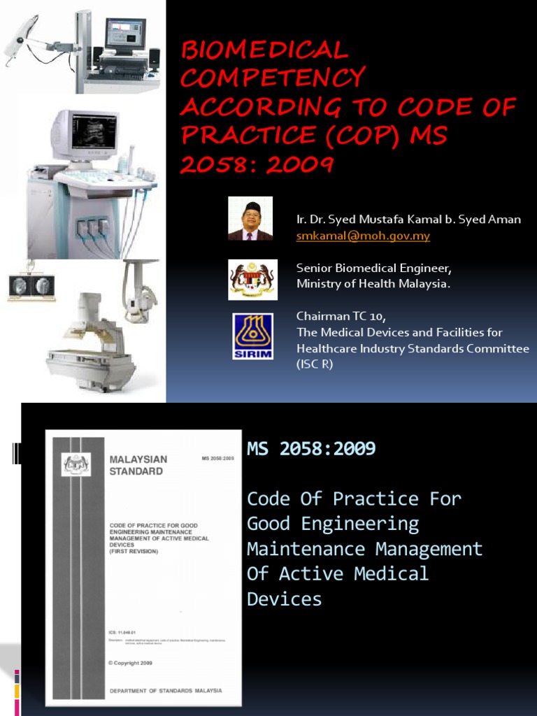 Biomedical Competency According To Code of Practice Ms 2058 2009 | PDF ...