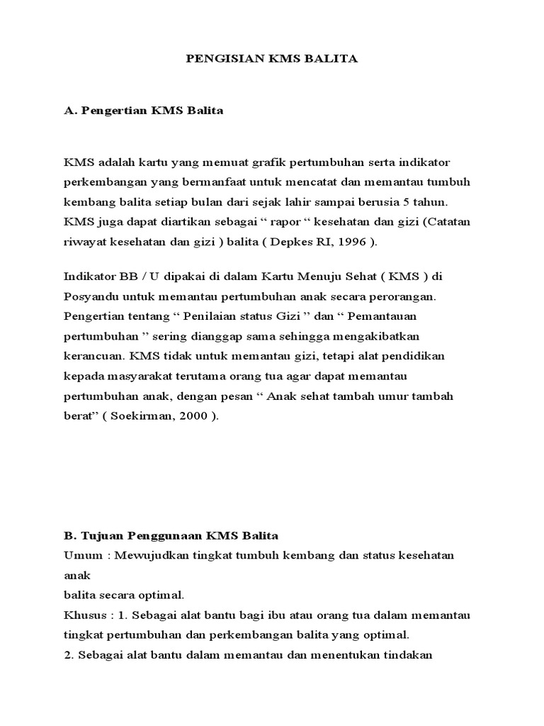Pengisian Kms Balita | PDF