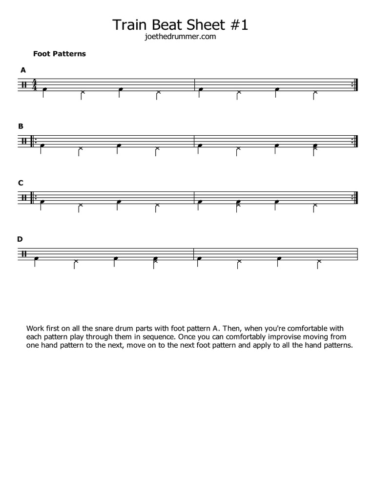 Train Beat Sheet #1: Foot Patterns A | PDF