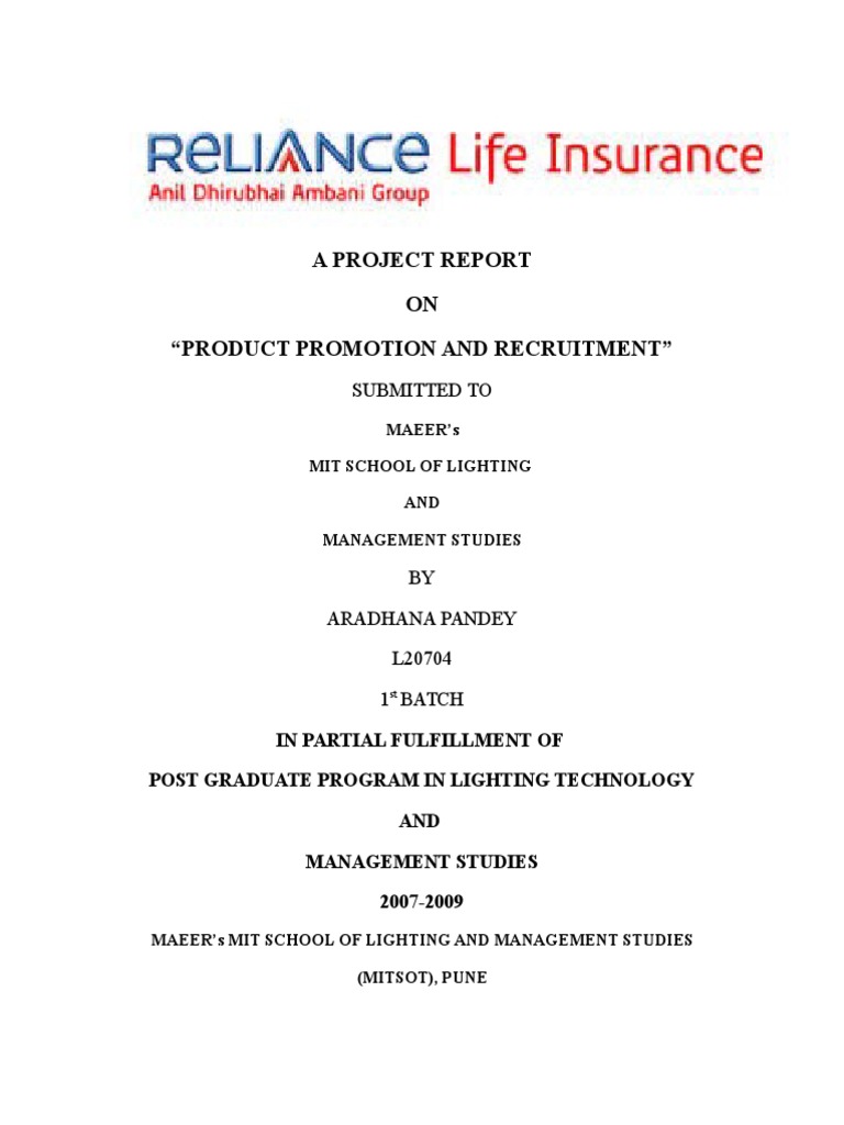 A Project Report ON "Product Promotion and Recruitment": Submitted To ...