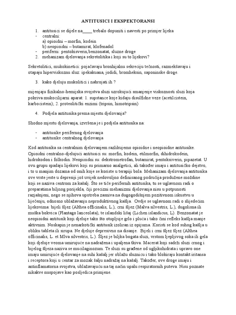 Antitusici I Ekspektoransi