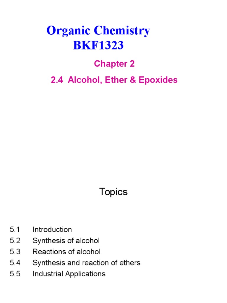 Alcohols, Ethers, and Epoxides Overview | PDF | Science & Mathematics ...