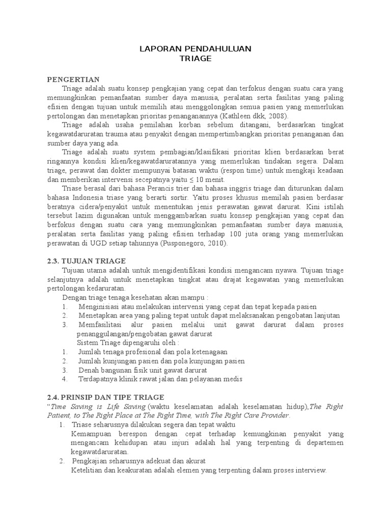 Laporan Pendahuluan Triage KGD | PDF