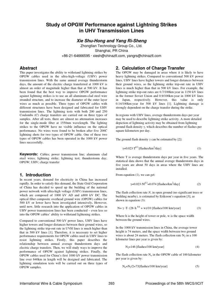 Selecting OPGW FOR APPLICATION | PDF | Cable | Lightning
