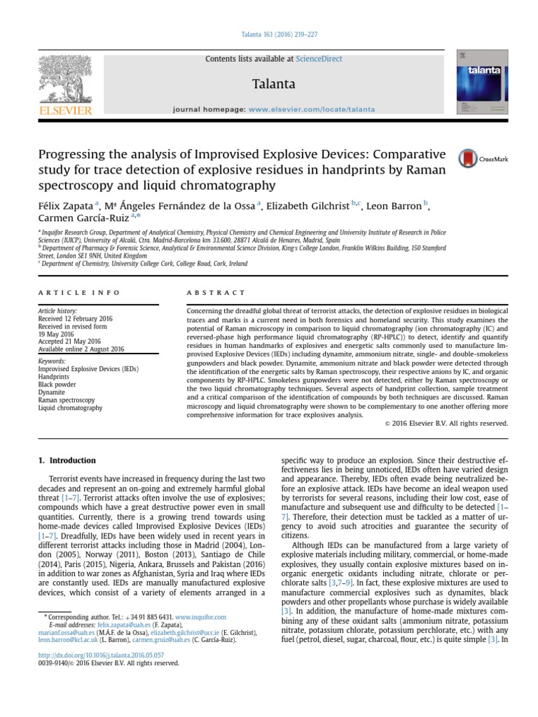 Explosive Pdf Perchlorate High Performance Liquid Chromatography 1581