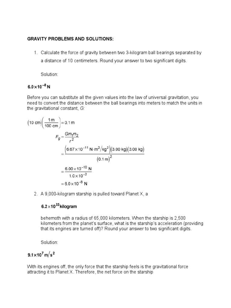 Gravity Problems and Solutions | PDF | Gravity | Trigonometric Functions