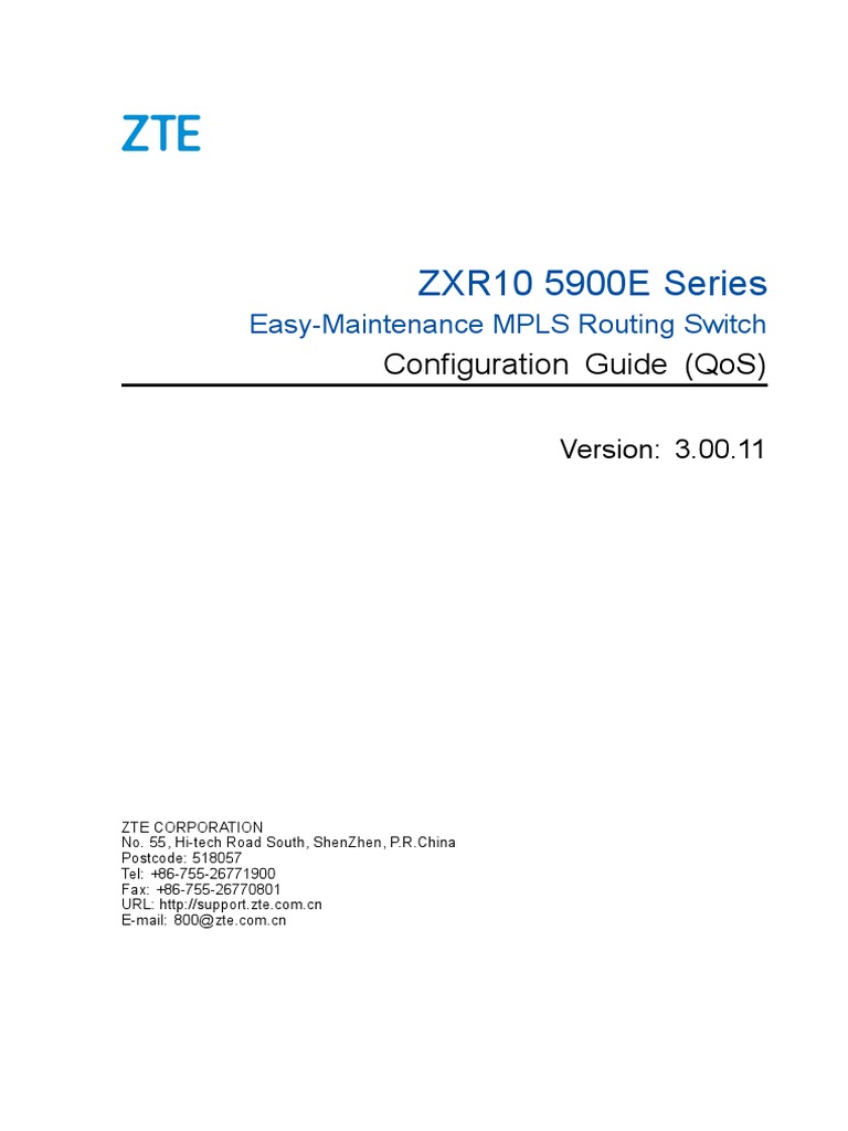 Zxr10 5900E Series: Configuration Guide (Qos) | PDF | Quality Of ...