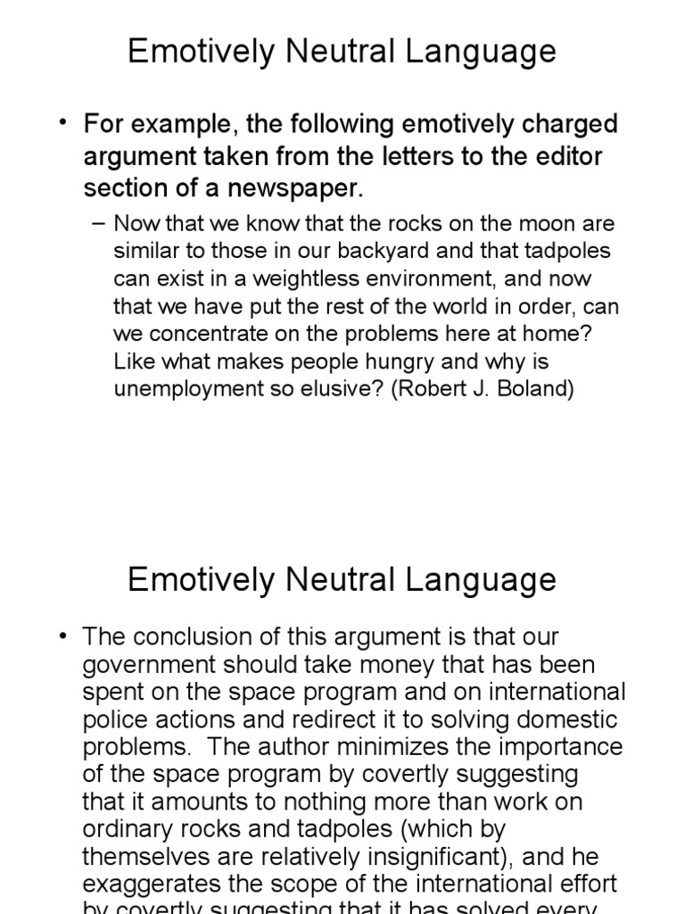 Emotively Neutral Language | Argument | Truth