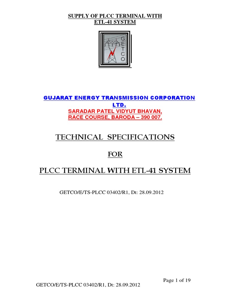Supply of PLCC Panel With Dual 19 Inch Rack of ETL 41 TYPE C | PDF ...