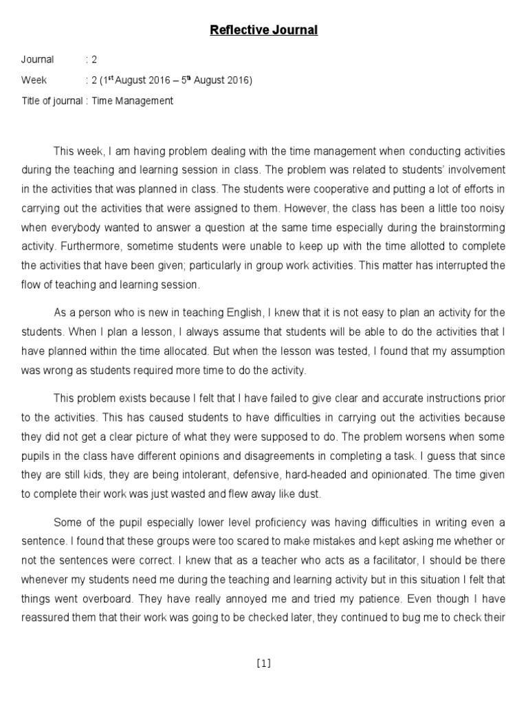 Reflective Journal: Journal: 2 Week: 2 (1 August 2016 - 5 August 2016 ...