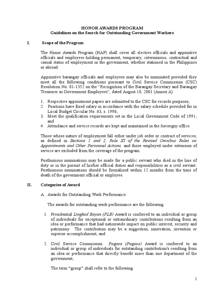 HAP Guidelines Revised | PDF | Civil Service | Employment